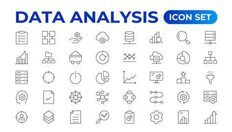 Data Analytics Icon Set Big Data Analysis Technology Symbol Containing Database Computing And
