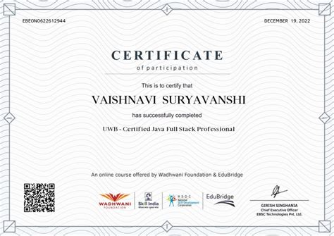 Vaishnavi Suryavanshi On Linkedin I Am Happy To Share A Completion Of Certificate Of Java