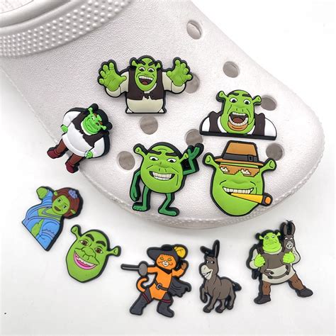 10pcs Conjunto Cute Anime Jibits Para Pinos De Crocs Monster Shrek