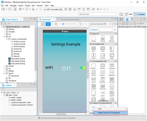 Delete Custom Component Context Menu