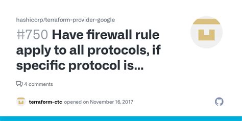Have Firewall Rule Apply To All Protocols If Specific Protocol Is