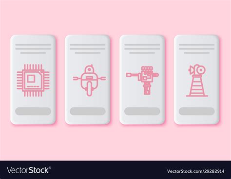 Set Line Processor With Microcircuits Cpu Robot Vector Image