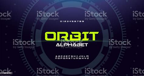 기술 현대 기울임꼴 알파벳 글꼴입니다 기술 디지털 영화 로고 디자인에 대한 타이포그래피 도시 스타일의 글꼴 벡터 일러스트레이션