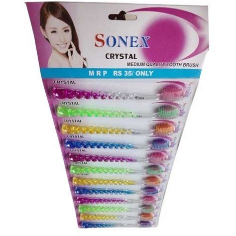 Medium Sonex Crystal Plastic Toothbrushes For Tooth Cleaning