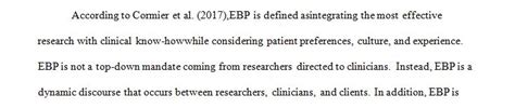 Define Evidence Based Practice Ebp From A List Of Descriptors Provided