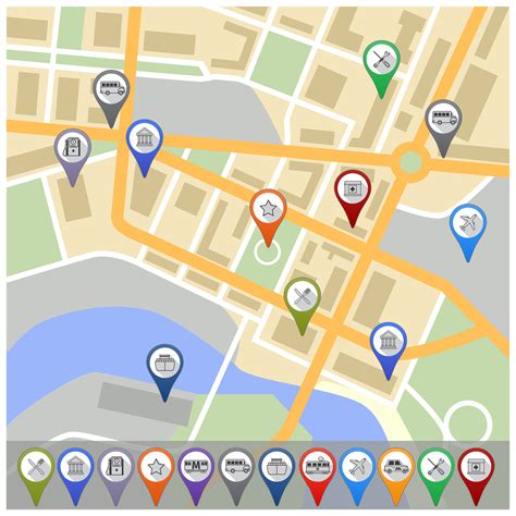 Map With Gps Icons 439319 Vector Art At Vecteezy