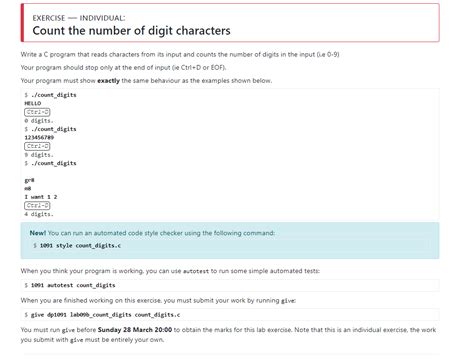 Solved EXERCISE INDIVIDUAL Count The Number Of Digit Chegg Com