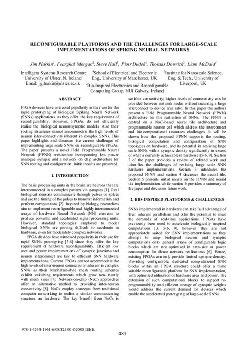 Pdf Reconfigurable Platforms And The Challenges For Large Scale Implementations Of Spiking