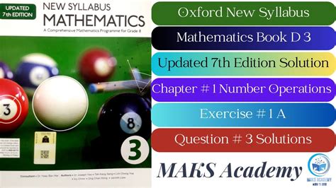 Exercise 1a Question3 Oxford New Syllabus D3 Math Updated 7th Edition Chapter1 Book 3 Grade8