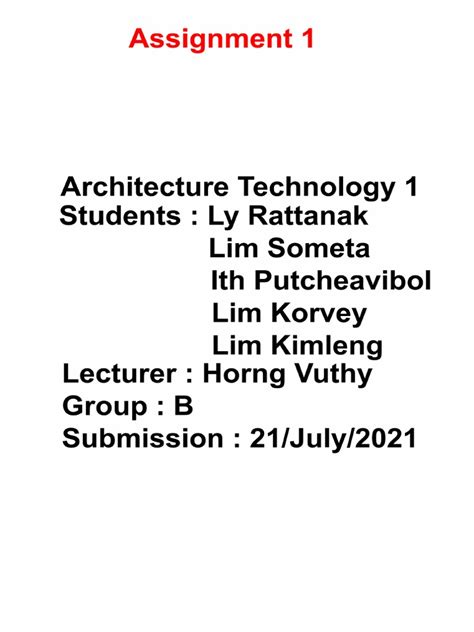 architecture technology 1 assignment 1 pdf