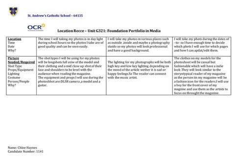 Locations Recce Template Docx