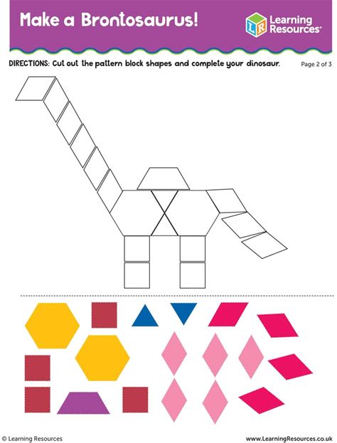 Dinosaur Pattern Block Templates Free