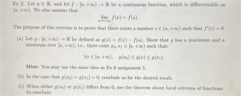 solved ex 2 ﻿let ainr and let f [a ∞ →r ﻿be a continuous