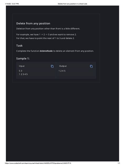 Delete From Any Position In Linked Lists Pdf