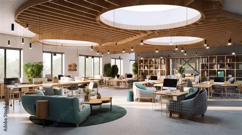 Modern Office With Comfortable Collaborative Spaces Designed For Teamwork And Productivity
