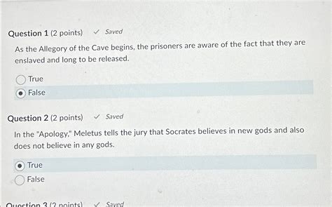 Solved Question 1 (2 ﻿points) ﻿SavedAs the Allegory of the | Chegg.com
