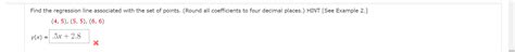 solved find the regression line associated with the set of