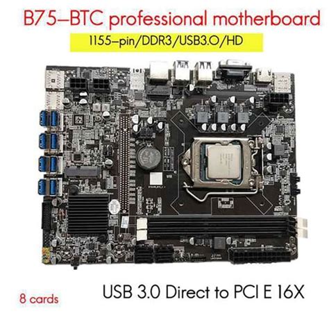 8 Gpu B75 Btc Eth Mining Motherboard Cpu 24pin Power Adapter Lga1155 Cdiscount Informatique