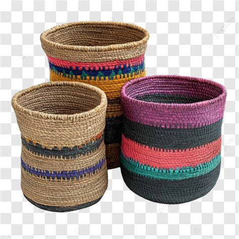 Set Of Colorful Handwoven Baskets Colorful Baskets Handwoven Decor