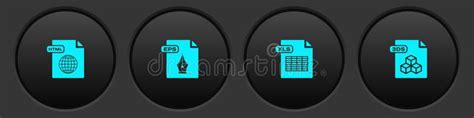 Set Html File Document Eps Xls And 3ds Icon Vector Stock Vector