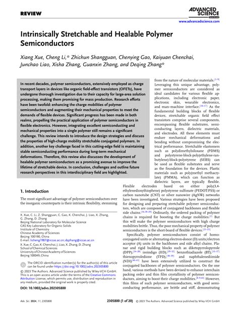 PDF Intrinsically Stretchable And Healable Polymer Semiconductors