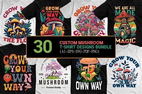 Mushroom T Shirt Designs Bundle V4 Bundle · Creative Fabrica