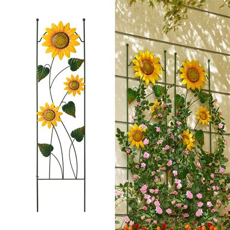 Metal Spinning Sunflower Garden Trellis Statement Piece For Your