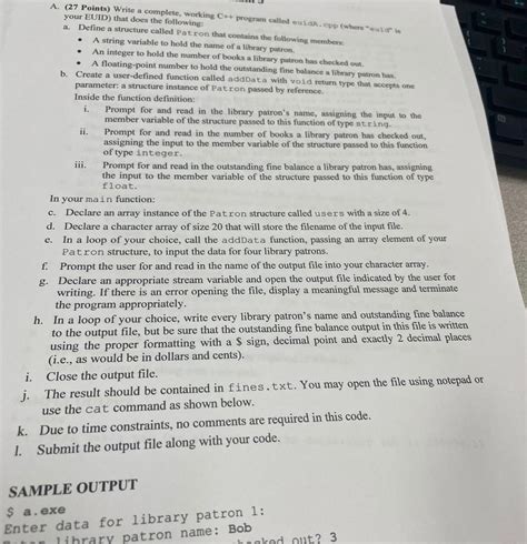 Solved A 27 Points Write A Complete Working C Program