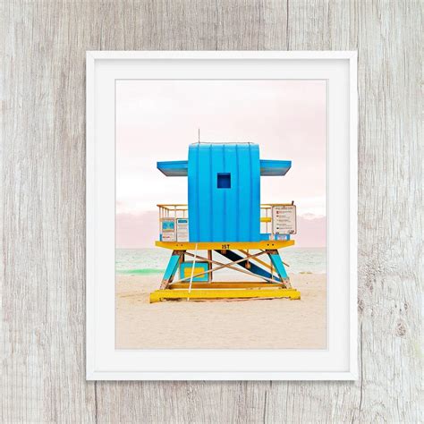 Blue 2 Lifeguard Stand Miami Beach Art Deco Coastal Wall Art