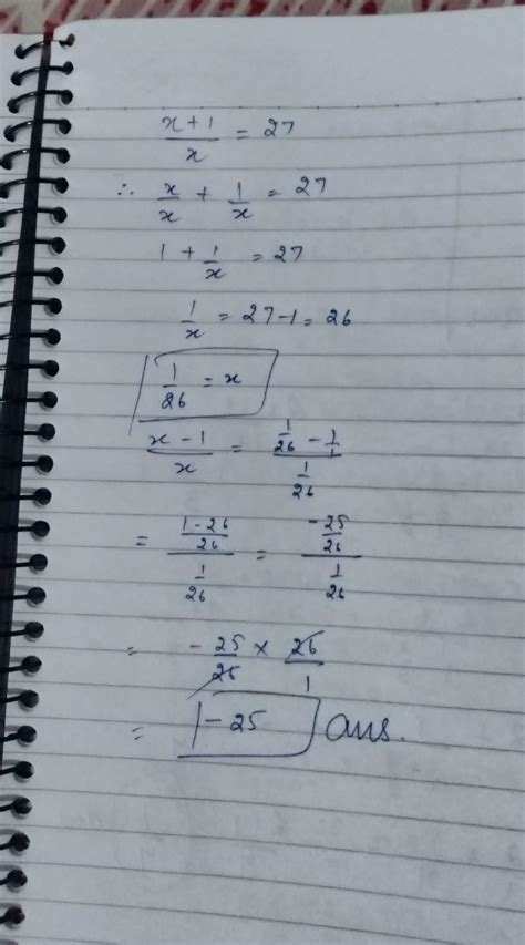 If X 1 X 27 Find Value Of X 1 X Brainly In