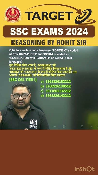 coding decoding reasoning by rohit sir shorts ssc ssccgl