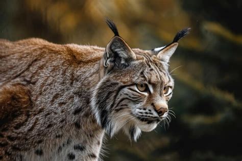 Premium Photo A Lynx In A Stealthy Prowling Stance