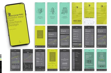 Mobile App Design Ui Ux Gui Mockups Set Enter Login And Password And A Screen With A Choice