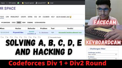 Codeforces Div1 Div2 Round Harbour Space Facecam Commentary Keybaordcam Youtube