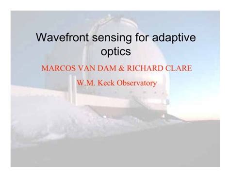 Wavefront Sensing For Adaptive Optics Center For Adaptive Optics