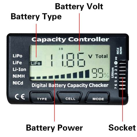 digital battery capacity checker lipo life li ion nicd nimh battery voltage tester checking cell