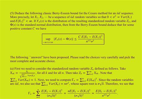 5 Deduce The Following Classic Berry Esseen Bound