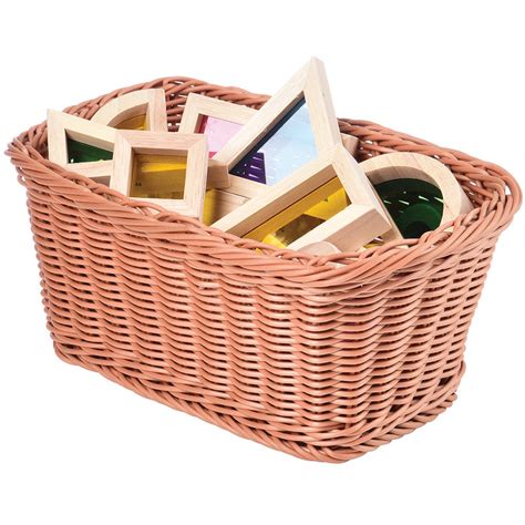 Rectangle Plastic Woven Baskets Set Of 3 Durable Dishwasher Safe Classroom Storage Bins