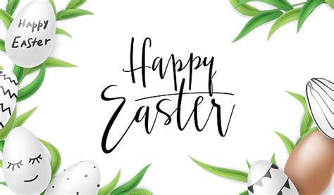 벡터 일러스트 레이 션의 부활절 날 인사말 배너 템플릿 손 글자 레이블행복 한 부활절현실적인 계란과 유칼립투스 잎 계절에 대한 스톡 벡터 아트 및 기타 이미지 Istock