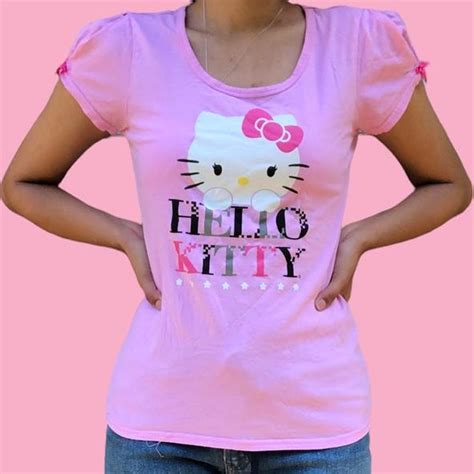Modern Pink Hello Kitty By Sanrio Tshirt With Bows Depop