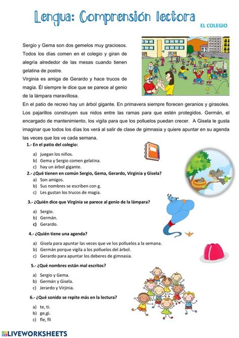 Lengua Comprensión Lectora 6 Worksheet Comprensión Lectora Actividades De Comprensión De