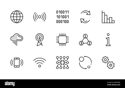 Set Of Data Analysis Related Technology Vector Line Icons Contains