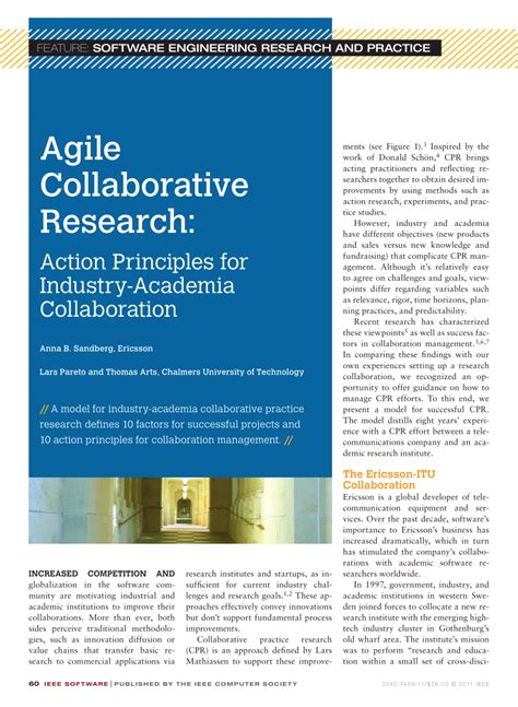 Pdf Agile Collaborative Research Action Principles For Industry Academia Collaboration
