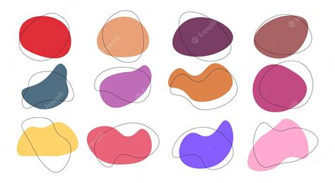 현대적인 추상 유체 기하학적 모양은 매력적인 선이 있는 유행 색상 Blob 요소를 설정합니다 프리미엄 벡터