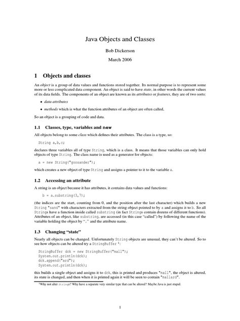 Java Objects Pdf Class Computer Programming String Computer