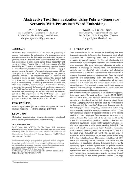 Pdf Abstractive Text Summarization Using Pointer Generator Networks