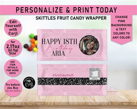 Skittles Candy Wrapper Black Glitter On Any Color Of Your Choice Skittles Candy Wrapper Fruit