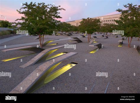 The Pentagon Memorial Features 184 Empty Benches At Sunset A Memorial