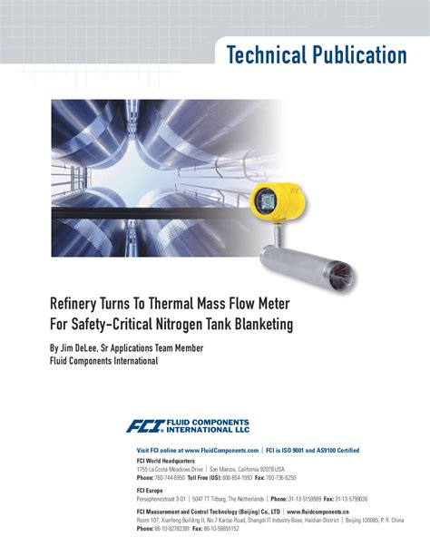 Refinery Turns To Thermal Mass Flow Meter For Safety Critica