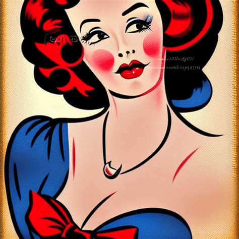 Beautiful Retro Pin Up Woman Portrait Illustration · Creative Fabrica